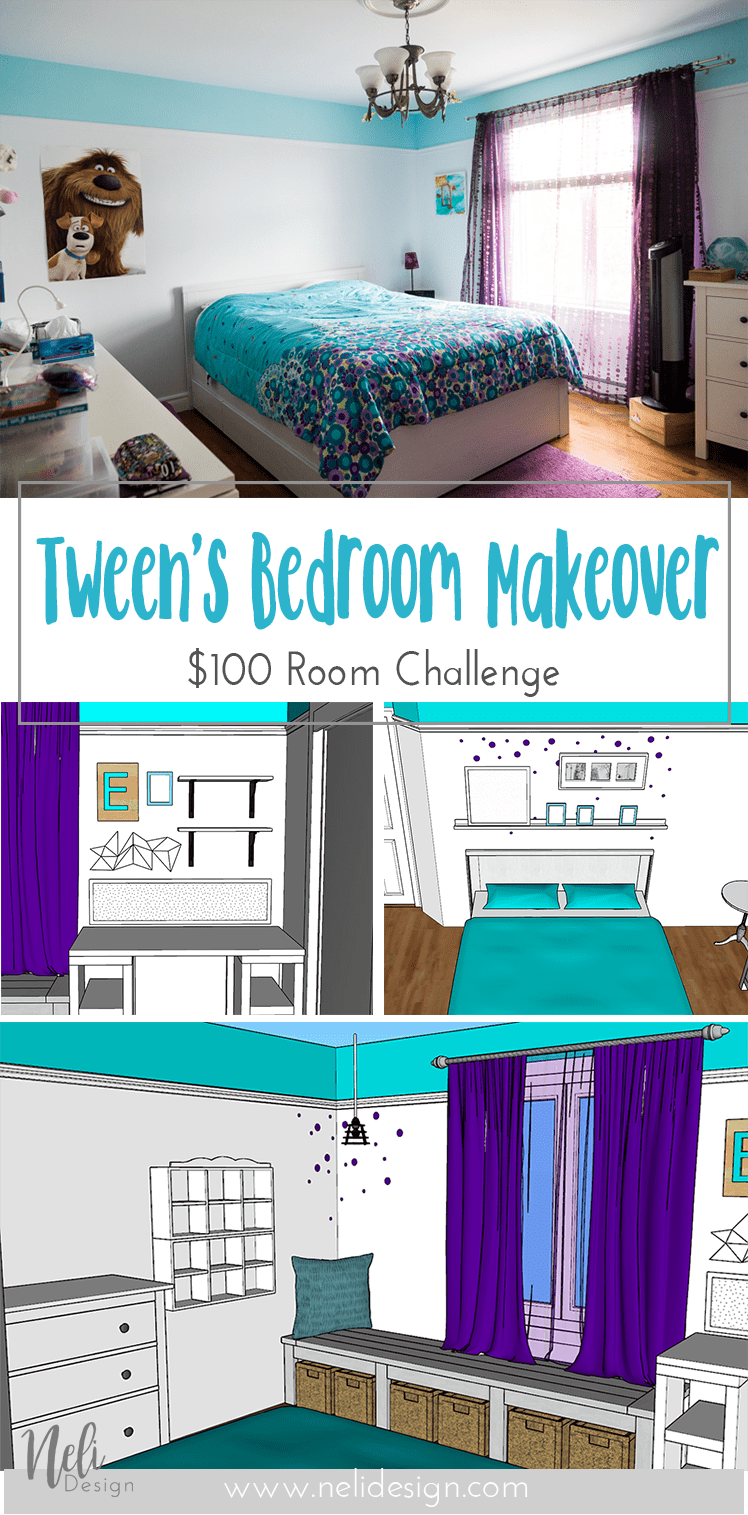 $100 Room Challenge : Tween's bedroom makeover / Week 1 - NeliDesign