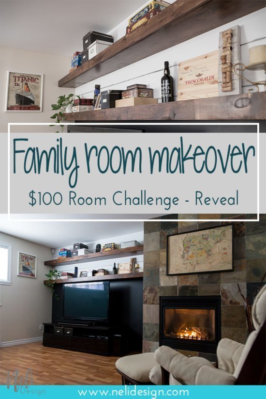 Family room makeover Reveal / $100 Room Challenge - NeliDesign