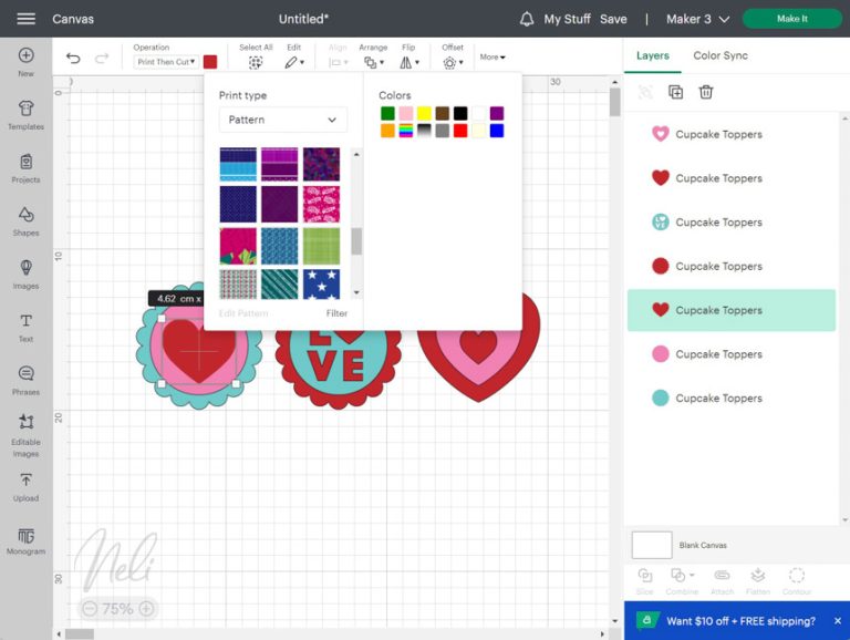 How to fill a shape with a pattern and upload new patterns in Cricut ...